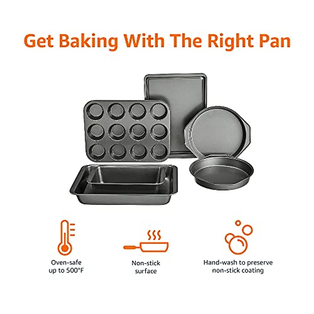 Amazon Basics 6-Piece Nonstick, Carbon Steel Oven Bakeware Baking Set