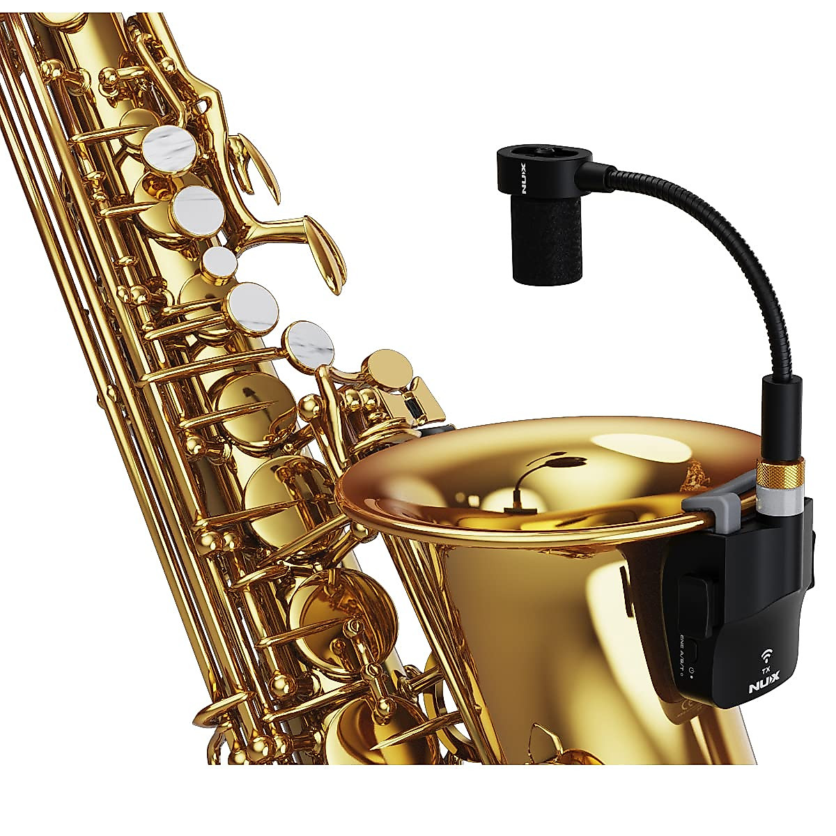 NUX B-6 Saxophone Wireless System with Charging Case,Operation Range of 20 Meters,High-Resolution 24- bit/44.1kHz Audio,2.4GHz Wireless Saxophone Microphone