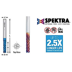 Amana Tool 46264-K SC Solid Carbide CNC Router Bit Down Cut for Carbon Fiber Cutting 1/4 D x 3/4 x 1/4 Shank x 3 Inch Long, Spektra Extreme Tool Life Coated