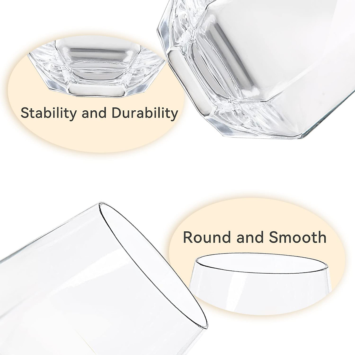 [6-Pack,10 Oz] Design·Master- Diamond Wine Glasses, Stemless Wine Glasses, Diamond Whiskey Glasses, Drinking Glasses, Ideal for Red and White Wine,Kitchen Glassware, Wedding and Party Gifts