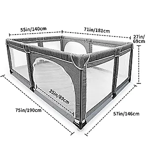 YOBEST Baby Playpen, Infant Playard with Gates, Sturdy Safety Playpen with Soft Breathable Mesh, Indoor & Outdoor Toddler Play Pen Activity Center for Babies, Kids, Toddlers Dark Grey