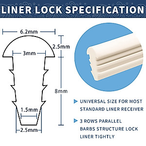Swimming Pool Liner Locking Strips - 120ft White Pool Bead Wedge Lock Roll, Pliable Plastic Flexible Pool Liner Repair Kit Fit for most Above-Ground & In-Ground Swimming Pool Vinyl Beaded Liners