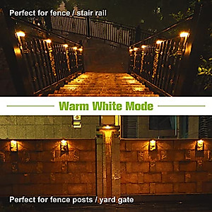 CHINLY Solar Deck Lights 12-Pack Outdoor Waterproof led, Warm White & Color Changing, Fence Post Solar Lights for Stairs, Fence, Deck, Garden, Patio Yard, Porch and Step