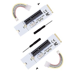 2 Pack NGFF M2 to PCI-E 4X 1X Slot Riser Card, M Key M.2 2260 2280 SSD Port to PCI-e Adapter Converter Multiplier for ETH GPU BTC Mining with LED Voltage Indicator