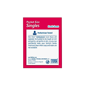 Wet Ones Singles Antibacterial Cleansing Wipes - 1 Box of 24 Singles