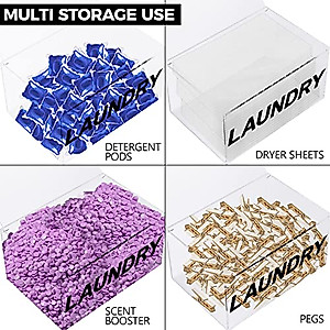 NOKI Dryer Sheets Holder, Clear Acrylic Dryer Sheet Dispenser with Lid, Laundry Powder & Detergent Pod Container for Laundry Room Decor