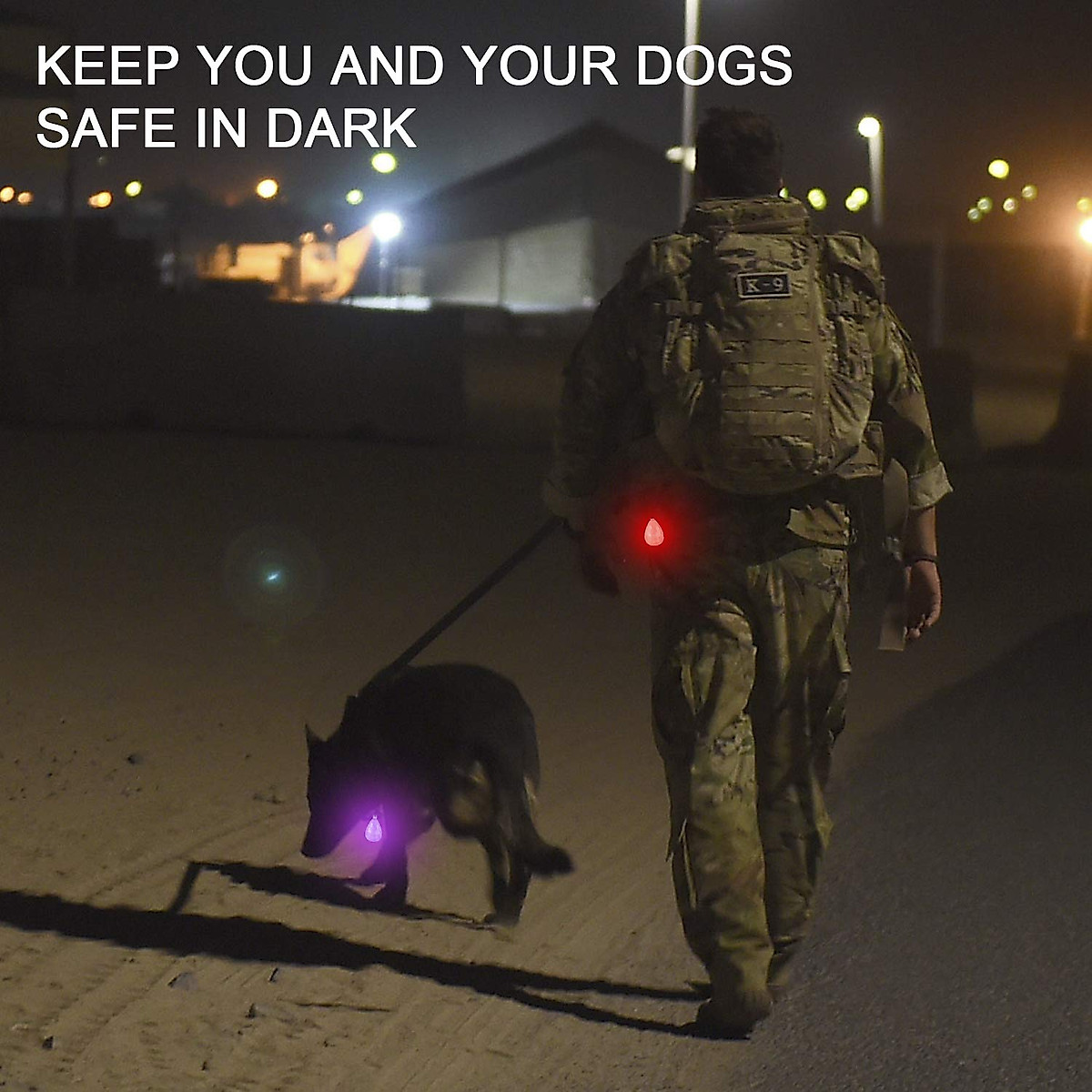 Novkin 2-Pack Rechargeable Dog Light, Dog Collar Light,Waterproof,3 Modes LED Dog Safety Lights,Multiple Color Options,Clip On Collar, Leash or Harness，Night Light for Running,Walking