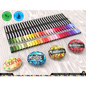 28 Wildflower Colors Acrylic Paint Pens Studio Color Series Markers Set 0.7mm Extra Fine Tip, Rock Painting, Glass, Mugs, Wood, Metal, Canvas, DIY, Detailing. Non Toxic, Waterbased, Quick Drying