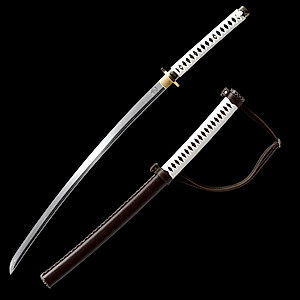 HanBon Forged The Walking Dead Sword Michonne Katana Sword Real Japanese Samurai Sword Katana T10 Steel Full Tang Blade Sharp Can Cut Bamboo Trees