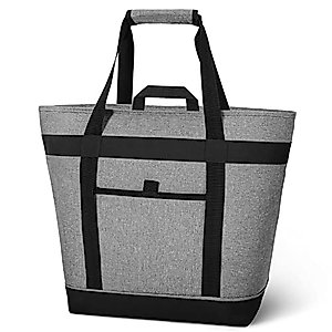 NatuBeau Insulated Cooler Bag Soft Cooler Tote Bag 32-Can Insulated Grocery Bag Large Lunch Cooler Bag Lunch Box for Shopping Travel Beach Picnic, Grey