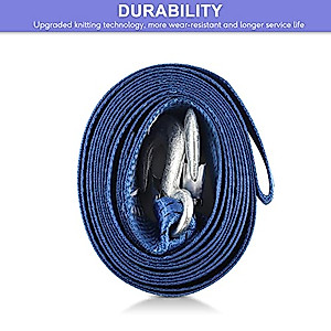 Nylon Tow Strap with Hooks, 2Pack 2Inch x 13Ft Recovery Rope 10,000LB Heavy Duty Towing Rope for Towing Vehicles in Roadside Emergency,Blue
