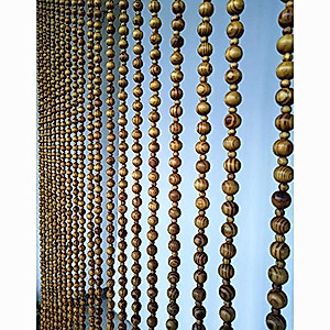 OKUOKA Beaded Door Curtains for Doorways Wood Bead String Curtain for Room Dividers -21 Strands Home Hanging Curtain Entrance Ornaments Retro Style, Size Customizable (Size : 60x155cm)