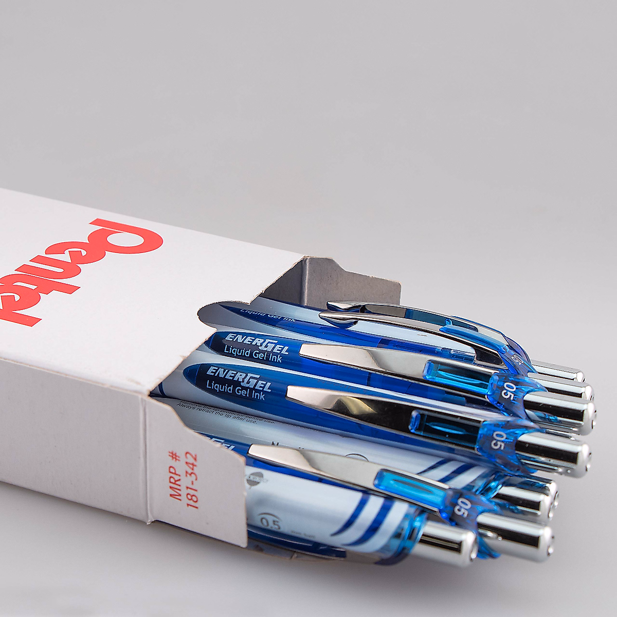 Pentel EnerGel Pearl RTX Retractable Liquid Gel Pen, (0.5mm), Fine Line, Needle Tip, Blue Ink, Box of 12 (BLN75PW-C)