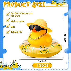 Rubber Ducks for Dashboard, Self Adhesive Rubber Ducks Car Ornaments with Hat Necklace and Sunglasses, Funny and Cool (12, Cool Rubber Duck)