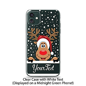 Case Charming Christmas Reindeer Personalized Case for iPhone 15 14 Pro Max 13 mini 12 11 XS XR X 10S 10R 10 8 Plus 7 SE Custom Clear Slim Soft Flexible TPU Rubber Phone Cover