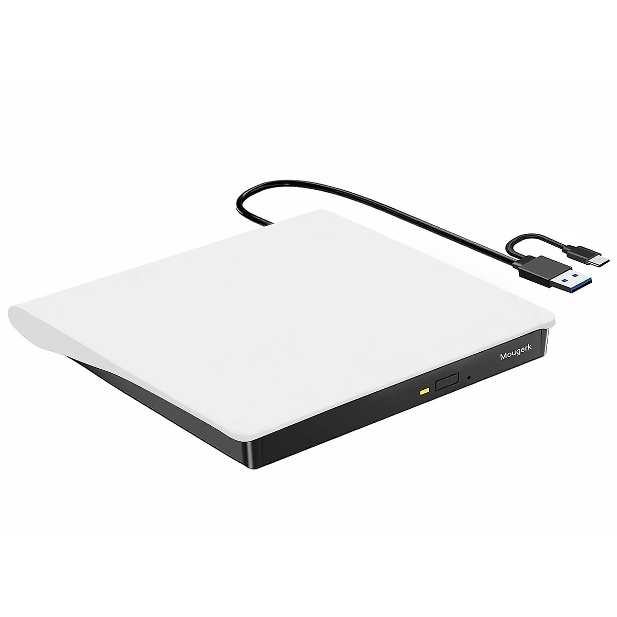 Mougerk External DVD Drive, Portable Type-C USB 3.0 DVD CD Drive Player DVD/CD +/-RW ROM Reader Rewriter Burner for Laptop MacBook Pro Desktops (White)