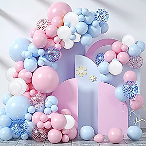 Pink and Blue Balloons, DIY Gender Reveal Party Balloons, 100PCS Pink Blue Confetti Balloons Garland Arch Kit for Boys Girls Gender Reveal Birthday Baby Shower Decorations