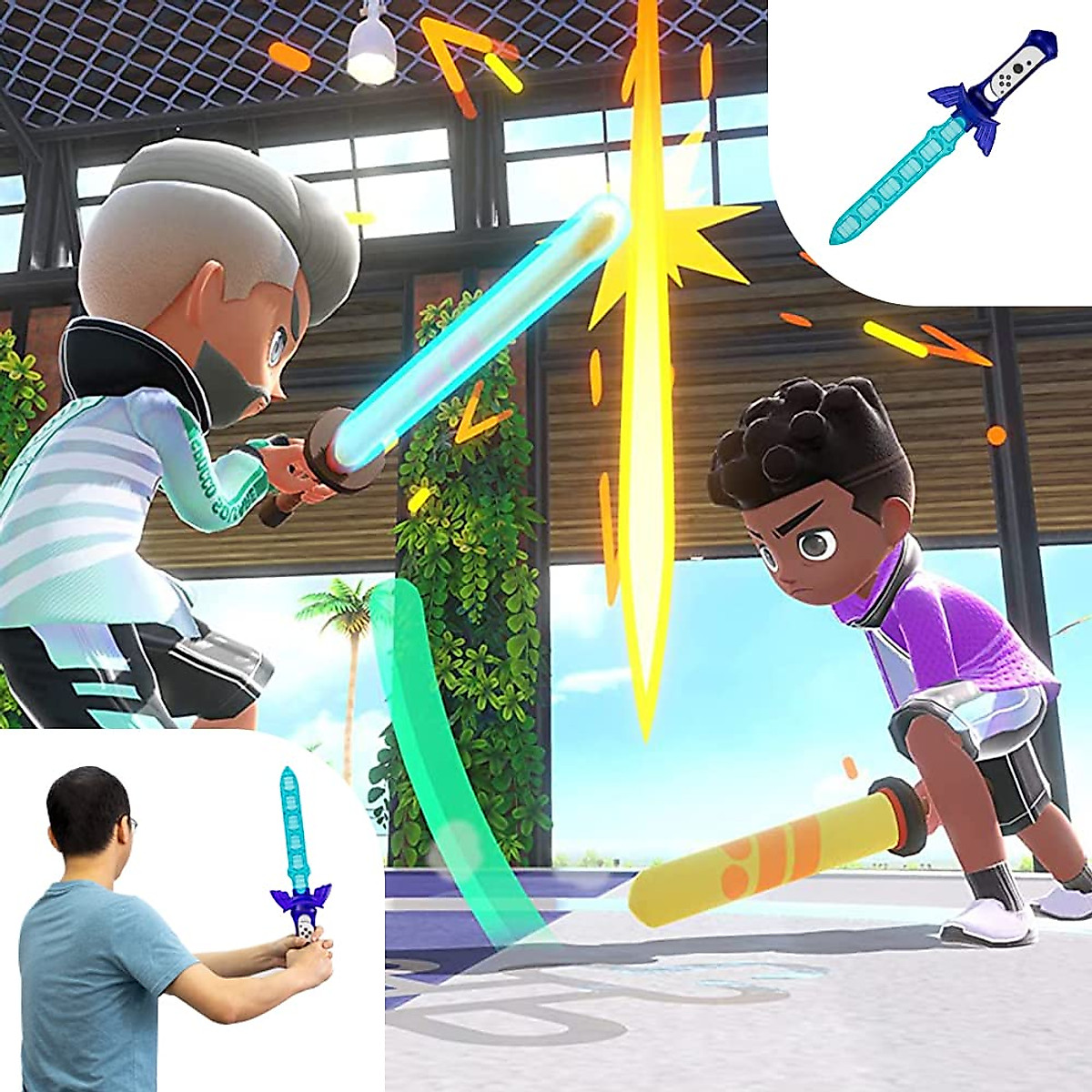 Mviioe for Switch Accessories Bundle Compatible with Nintendo Switch/Switch OLED for Nintendo Switch Sports Games with Leg Straps, Tennis Rackets, Glof Clubs, Sword, Wrist Straps(9 in 1)