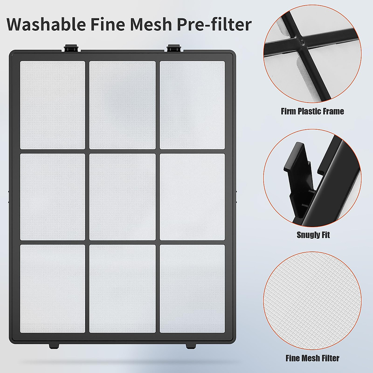 VALZONE 115115 HEPA Replacement Filter A Size 21 Compatible with Winix PlasmaWave Air Purifier C535 5300-2 6300-2,1 Washable Pre-Filter, 2 HEPA and 4 Carbon Filters