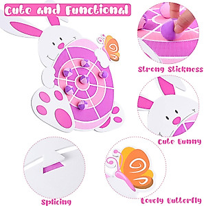 Aneco Easter Bunny Easter Egg Dart Board Sticky Balls Toys Games DIY Spliceable Dart Board Kit with 6 Sticky Balls for Indoor and Outdoor Sports Games