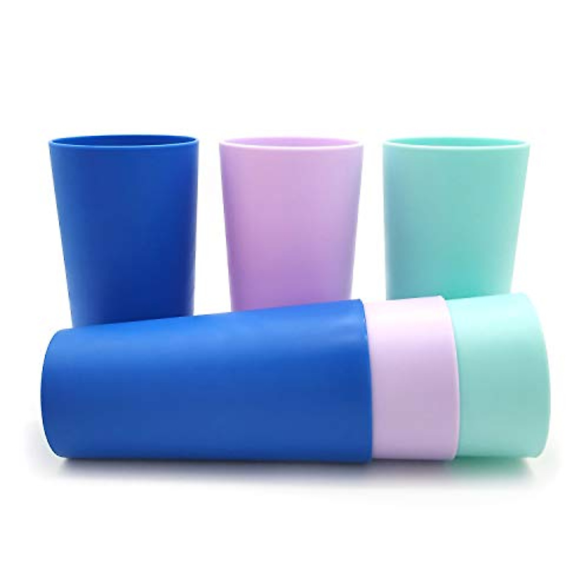 Unbreakable 26-ounce Plastic Tumbler Drinking Glasses, Set of 12 Multicolor - Dishwasher safe, BPA Free