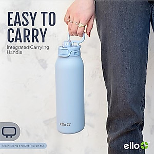 Ello Pop & Fill 32oz Stainless Steel Water Bottle with Quick Fill Technology, Double Walled and Vacuum Insulated Metal, Leak Proof Locking Lid, Sip and Chug, Reusable, BPA Free, Pistachio