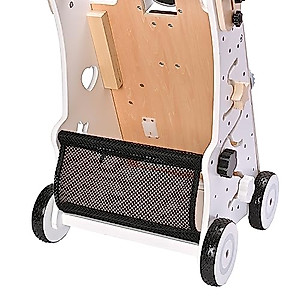 MARKVILLE Wooden Baby Walker with Wheels, Adjustable Baby Activity Center Walker Push and Pull Toy, Learning Walker for Baby Boys and Girls Natural Wood Toddler Toys Baby Gift Develops Motor Skills