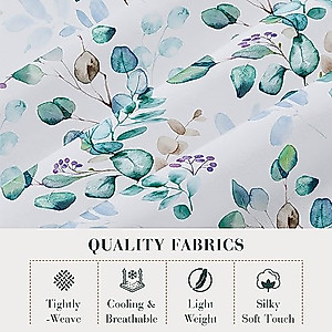 YIYEA Queen Sheet Set - Plant Print - Luxury Brushed Microfiber Bed Sheets - Lightweight Breathable Cooling Sheets for Queen Size Bed - 16" Deep Pocket, Shrinkage, and Fade Resistant - 4 PC