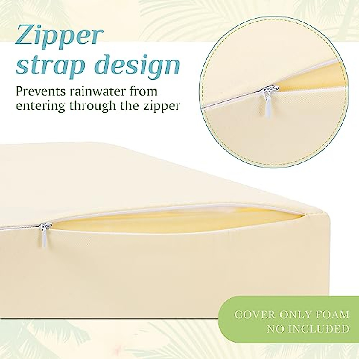 Batiyeer 8 Pcs Outdoor Cushion Slipcovers Patio Chair Cushion Covers Replacement Waterproof Square Outdoor Seat, 20 x 20 x 4 Inch (Solid Beige)