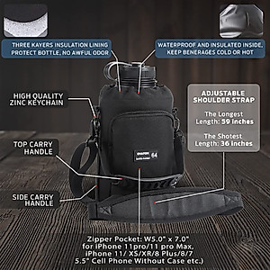 OYATON Water Bottle Holder With Strap for 64oz Bottles, Water Bottle Carrier Bag With Pocket and Handle for Walking Travel and Hiking(Exclude Bottle)