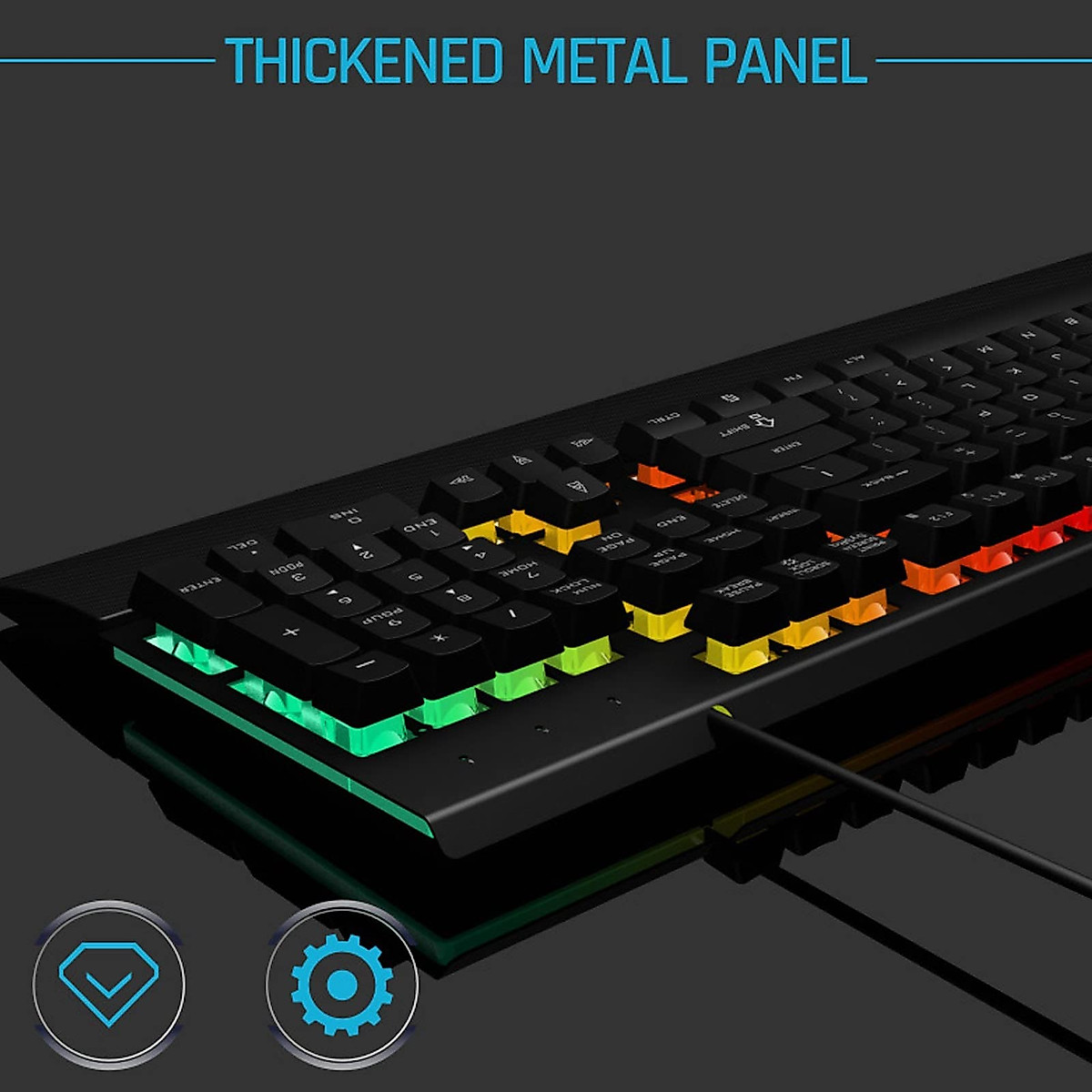 Mechanical Gaming Keyboard, Wired RGB Gaming Keyboard with Ergonomic Wrist Rest, 104 Keys USB Computer Keyboard for Laptop/Desktop/PC (Black)