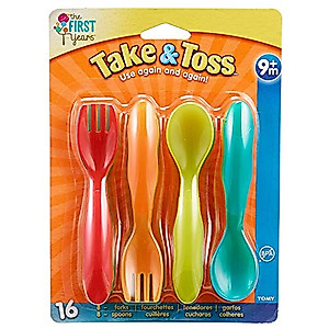 TOMY The First Years Take & Toss Flatware for Kids, 16 pieces, multicolor