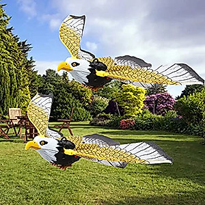 Hibye Hanging Flying Bird Luminous Eagle with Music Repellent Bird Scarer Garden Decoration Portable Household Gardening