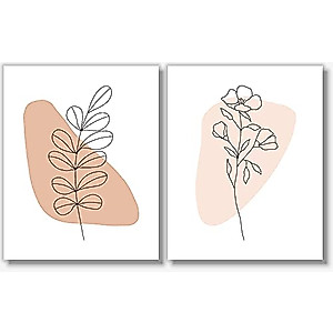 Line Art - Minimalist Decor - Floral Abstract Prints - Set of 6 (8x10) - Unframed