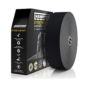 (135 Feet) Bulk Kinesiology Tape Waterproof Roll Sports Therapy Support for Knee, Muscle, Wrist, Shoulder, Back/Original Uncut Premium Therapeutic Elastic & Hypoallergenic Cotton - (Black)