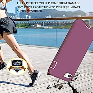 ONOLA iPhone SE 2022 Case with Tempered Glass Screen Protector [2 Packs], Shockproof Dustproof for iPhone SE 2022 3rd Gen/2020 2nd Gen (4.7-inch) in WineRed-Pink.