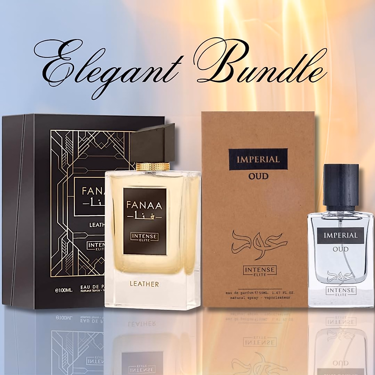 INTENSE ELITE Eau De Parfum for Men - Fanaa Leather 100ML & Imperial Oud 50ML | Long-Lasting Arabian Perfume Sprays for Men | Includes Magnetic Gift Box | Premium Fragrance Set
