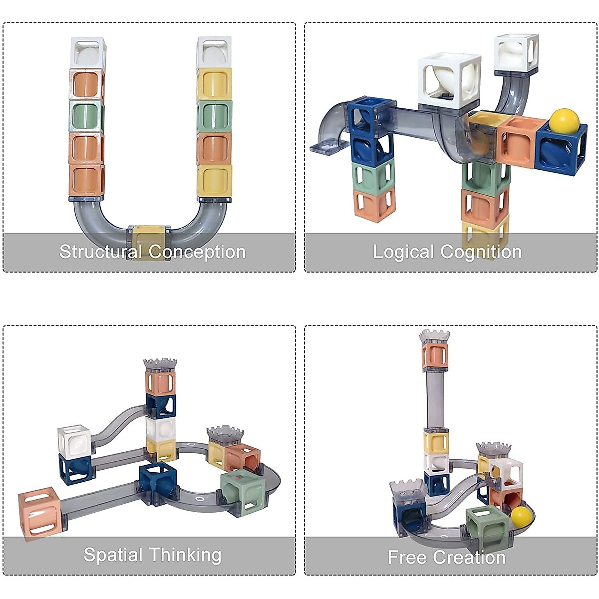 Magnetic Building Blocks Maze Marble Run Brain Game and STEM Toy for Boys and Girls