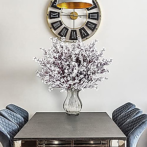 Sggvecsy 15 Pcs Babys Breath Artificial Flowers Gypsophila Bouquets Bulk Real Touch Fake Silk Flowers for Home Wedding DIY Floral Arrangement Kitchen Table Centerpiece Festival Decoration (White)