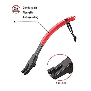 VANKEY Grill Grate Lifter Gripper, Cast Iron Cooking Grid Lifter Grill Accessories for Kamado Joe Charcoal Grill Big Green Egg Primo Grill Set for Moving Cast Iron and Stainless Steel Grilling Nets