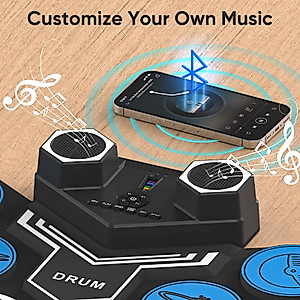 Electric Drum Set, 9 Drums Portable Practice Pad, Electronic Drum Kit with Built in Speakers, Drum Sticks, Headphone Out Jack, Christmas Birthday Gifts for Kids/Adults