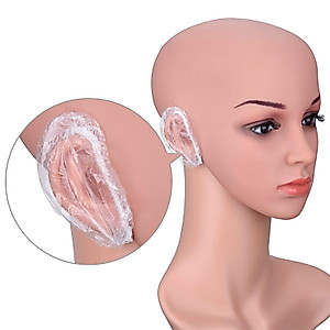 Outus 100 Pack Clear Disposable Ear Protectors Waterproof Ear Covers for Hair Dye, Shower, Bathing