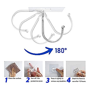Large Adhesive Wall Hooks 22dl(max) Heavy Duty Wall Hooks for Hanging ,Waterproof and Rustproof,Bathroom Kitchen Transparent Reusable Self Adhesive Hooks，8Pack