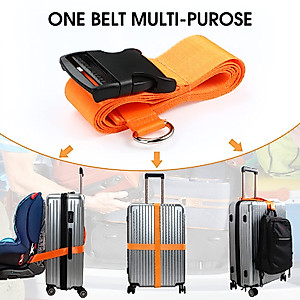2 Pieces Car Seat Travel Belt, Adjustable Car Seat Travel Strap to Convert Kid Car Seat, Luggage into Airport Car Seat Stroller & Carrier Belt Safe Travel Solution (Orange)