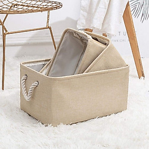 Basket Organizer Folding Storage Basket Foldable Cotton Linen Storage Box Bins Fabric Organizer Home Office Bedroom Closet Toys Laundry Basket 41 * 31 * 2CM Daily necessities (F)
