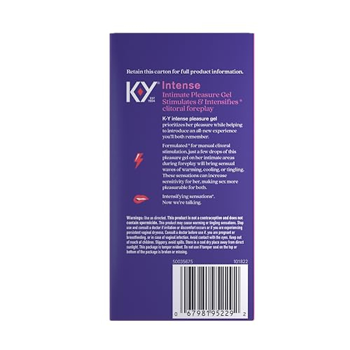 K-Y Intense 0.34 fl oz Adult Toy Friendly Female Pleasure Gel, Arousal Stimulant for Women, Couples Massage Enhancer, Tingling Cooling & Warming, Hormone & Paraben Free, Latex Condom Compatible