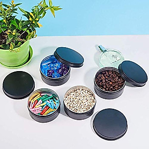 Healthcom 12 Packs 3 Oz Empty Jars 90ml Black Round Aluminum Tin Cans Screw Top Metal Steel Tins Lip Balm Tins Box Cosmetic Containers Storage Organization for Candles Salve Crafts Spice Tea Gift