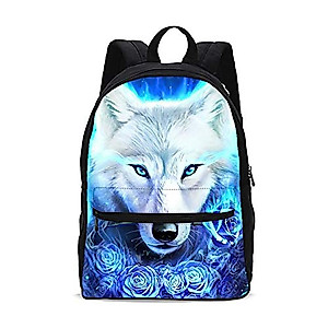 Galaxy Wolf Rose Girls Backpacks School kids Bookbag Children Travel Shoulder Bag Casual Daypack 17 Inch Plus Laptop Bag for Unisex Teens Women Boys