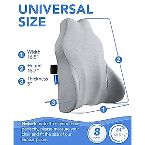 Guttylief Lumbar Support Pillow for Office Chair Back Support Pillow for Lower Back Pain Relief - Memory Foam Back Cushion for Car Computer, Gaming Chair Improve Posture Adjustable Anti-Slip Strap