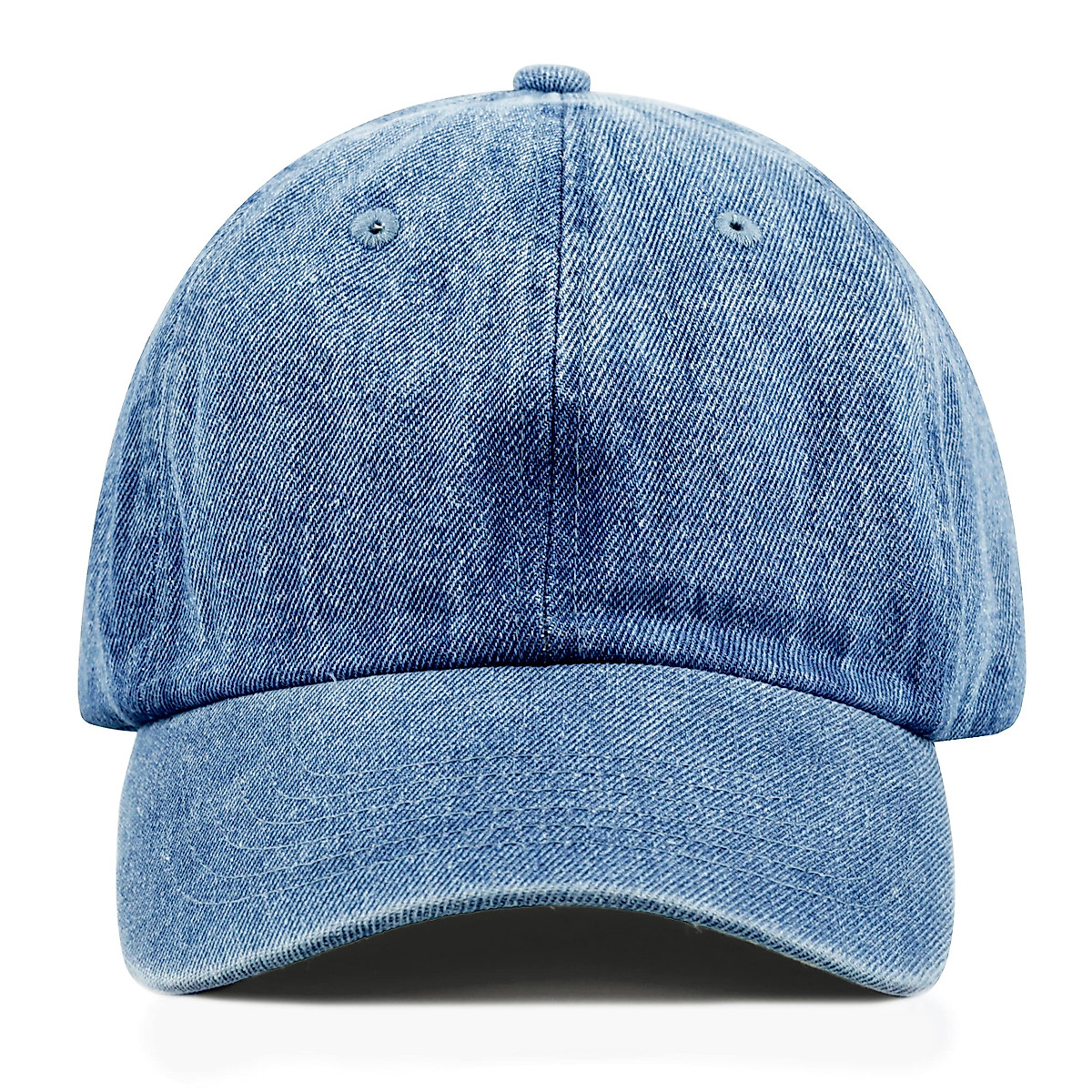 The Hat Depot Dad Hat Unisex Blank Washed Low Profile Cotton and Denim Plain Baseball Cap Hat (Blue Denim)
